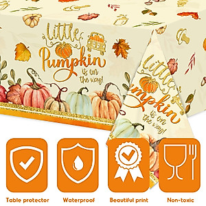 Little Pumpkin Baby Shower Decorations 3Pcs Little Pumpkin is On The Way Tablecloths Fall Theme Disposable Plastic Rectangle Table Covers for Autumn Thanksgiving Boy Girl Baby Shower Party Supplies