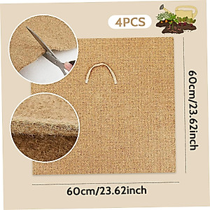 Peosaard Worm Blanket 4Pcs 24x24in Jute Fiber Easy Cutting Worm Bin Blanket for Composting with Pull Ring Foldable Worm Blankets for Worm Farm Worm Composting Bin, Worms for Composting
