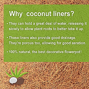TigeJoy 2PCS 24'' Trough Coco Coir Liners Planter Replacement, 100% Natural Thick Coco Fiber Liner for Window Box Decks Garden Flower Pots, 24inch Half Moon Shape Coconut Liner Flower Boxes Outdoor…