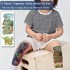 CHARLENT Kids Full Sleeve Temporary Tattoos - 11 Sheets Full Arm Temporary Tattoos for Boys Girls Birthday Party Favors Goodie Bag Fillers