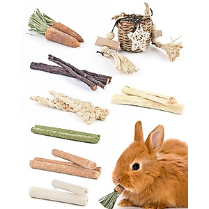 Bissap Bunny Chew Toys, Natural Seagrass Hanging Basket Chews Water Plant Woven Chinchillas Chewing Treats for Rabbits Guinea Pigs Chinchillas Hamsters Rats and Other Small Pets Teeth Grinding Toy