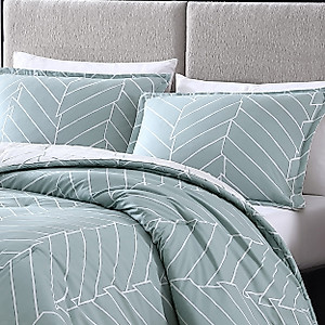 City Scene Ceres Collection Duvet Cover Set-100% Cotton, Reversible & Ideal for All Seasons, Softens with Each Wash, King, Mint