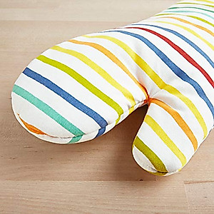 Fiesta Tropical Stripe Oven Mitt Set, 7"x13", Multicolor/Aqua/Yellow/Red/Blue, 2 Piece