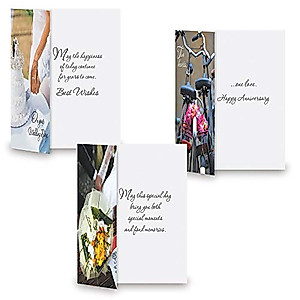 Wedding and Anniversary Greeting Cards Value Pack - Set of 20 (10 designs), Large 5" x 7" Anniversary Cards with Sentiments Inside, White Envelopes
