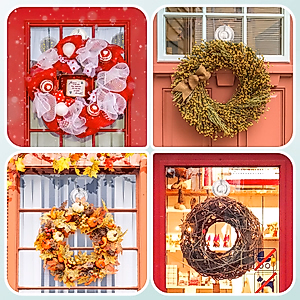 VIS'V Wreath Hanger, Large Clear Heavy Duty Suction Cup Wreath Hooks with Wipes 22 LB Removable Strong Window Glass Door Suction Cup Wreath Holder for Halloween Christmas Wreath Decorations - 2 Pcs