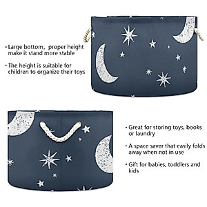 ALAZA Moon Stars and Clouds on The Midnight Sky Storage Basket Gift Baskets Large Collapsible Laundry Hamper with Handle, 20x20x14 in, B06D20005