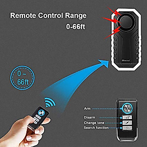 Wsdcam Bike Alarm with Remote 3 Pack, 113dB Wireless Anti-Theft Vibration Motorcycle Bicycle Alarm Waterproof Vehicle Security Alarm System