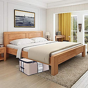 LONGTEAM 2PCS Oxford Comforter Storage Bags Home Pillow Beddings Blanket Clothes Breathable Organizers with Zippers, Clear Windows and Carry Handles (Beige, 2 Packs)