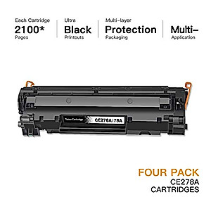 E-Z Ink (TM Compatible Toner Cartridge Replacement for HP 78A CE278A to use with Pro P1606dn, M1536dnf, P1566, P1560, P1606, M1536 Printer (Black，4 Pack)