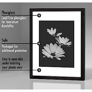Americanflat 11x14 Picture Frame with Polished Plexiglass - Set of 2 - Use as 8x10 Frame with Mat or 11x14 Frame Without Mat - Galleria Collection - Gallery Wall Frame Set for Wall Display - Black