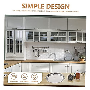 BESTonZON 10 Pcs Stainless Steel Disc Round Serving Platter Tool Trays Serving Tray Round Fish Steaming Plate Fish Dish Steak Tray Stainless Steel Reel Silver Flat Stainless Steel Dishes