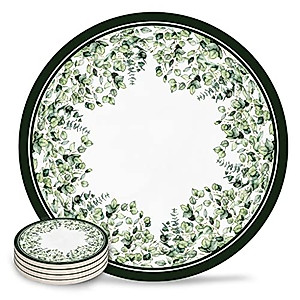 QUANJJ Eucalyptus Leaves Coasters Ceramic Set Round Absorbent Drink Coaster Coffee Tea Cup Placemats Table Mat (Color : D, Size : 8pcs)