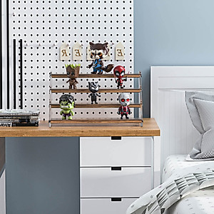 BCOZLUX Wood Display Stand, 4 Tier Clear Acrylic Display Shelf Riser Organizer for Vendors, Pop Figures, Cupcakes, Collectibles Storage, Rustic Brown and Black