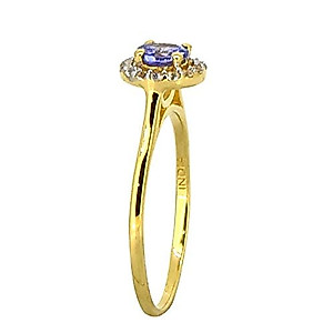 YoTreasure 18kt Gold Over Silver Tanzanite and White Topaz Women's Engagement Ring