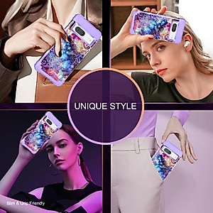 Uamark for Google Pixel 7 Case,Three Layer Heavy Duty Shockproof Full Body Protective with 2 Tempered Glass Screen Protector+2 Camera Lens Protector Case for Google Pixel 7 5G(2022),Purple Mandala