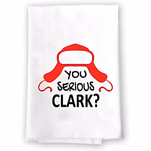 Christmas Decor | Decorative Kitchen and Bath Hand Towels | You Serious Clark | XMAS Winter Novelty | White Towel Home Holiday Decorations | Gift Present