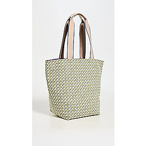 Tory Burch Women's Gracie Printed Canvas Tote, Acid Lemon Basketweave, One Size