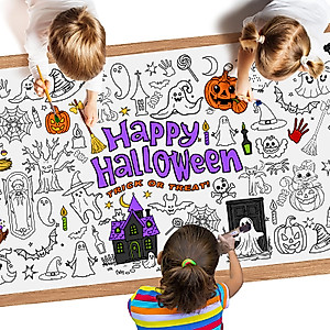 Halloween Giant Coloring Poster - 1 Pack Large Happy Halloween Coloring Table Cloth for Kids, Jumbo Paper Coloring Tablecloth for Gifts Activities Games Halloween Party Favors Supplies, 30 x 72 Inch