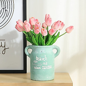 Cloudecor 20Pcs Artificial Tulips Fake Tulip Real Touch Latex Flowers for Wedding Party Home Office Decor (White - 20p)