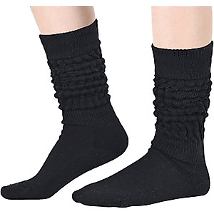 Zmart Black Slouch Socks for Women, Tall Black Stack Scrunch Socks