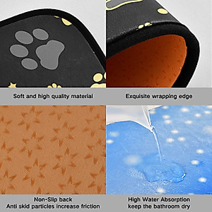 Gold Dog Paw Kitchen Mat Set of 2 Anti-Fatigue Kitchen Rug Set Non Slip Cushioned Heavy Duty Foam Kitchen Runner Rugs and Mats Comfort Standing Mat for Floor Home Decor Doormat