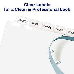 Avery 12 Tab Dividers for 3 Ring Binder, Easy Print & Apply Clear Label Strip, Index Maker Customizable White Tabs, 6-Pack of 5 Sets, 30 Sets Total (11429)