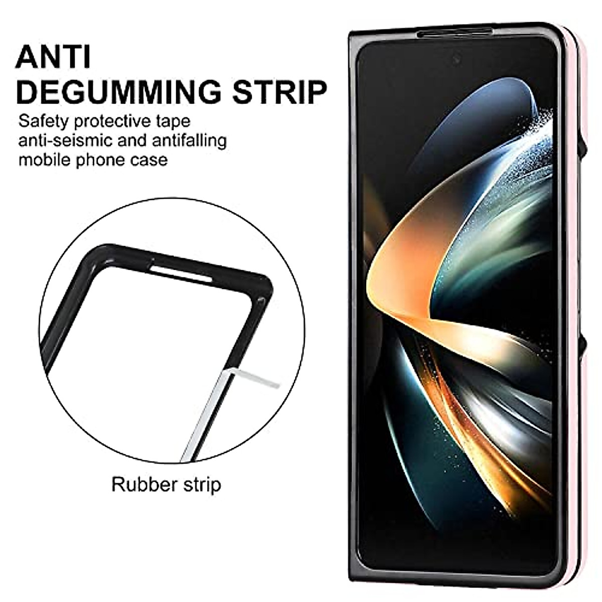 Case for Samsung Galaxy Z FOLD 3 5G,Luxury PU Leather + Hard PC Ultra Thin Slim Durable Protective Shockproof Phone Cover with Ring for Samsung Galaxy Z FOLD 3 5G(Pink)