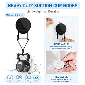 VIS'V Suction Cup Hooks, Black Shower Suction Hooks Heavy Duty Suction Cups with Double Hooks Removable Reusable Bathroom Suction Razor Holder for Tile Wall Glass Door Window - 2 Pcs