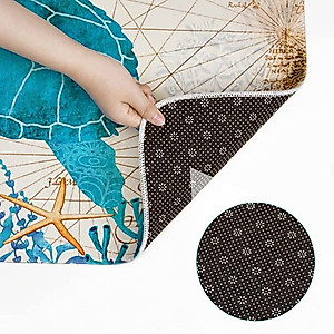 Sea Turtles Door Mat Non Slip Rubber Backing, Indoor Outdoor Entrance Mats, Blue Turtle Mat Front Doormat Rug, Home Bathroom Bedroom Mat Kitchen Floor Door Mat Outdoor Rug Large, 18 x 30 Inches