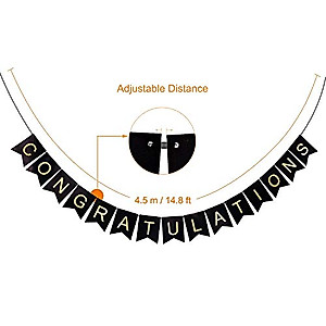 AHAYA Congratulations Congrats Banner, 2022 Graduation Party Decoration Supplies, Retirement or Wedding Anniversary Party Decorations, Shimmering Gold Letters & Black Background, NO Assembly Required