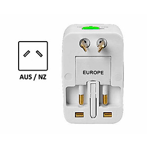 T POWER - Universal World Wide Travel Plug Adapter - White Electronics Worldwide AC Outlet Plugs Adapters for Europe, UK, US, AU, Asia-Blue