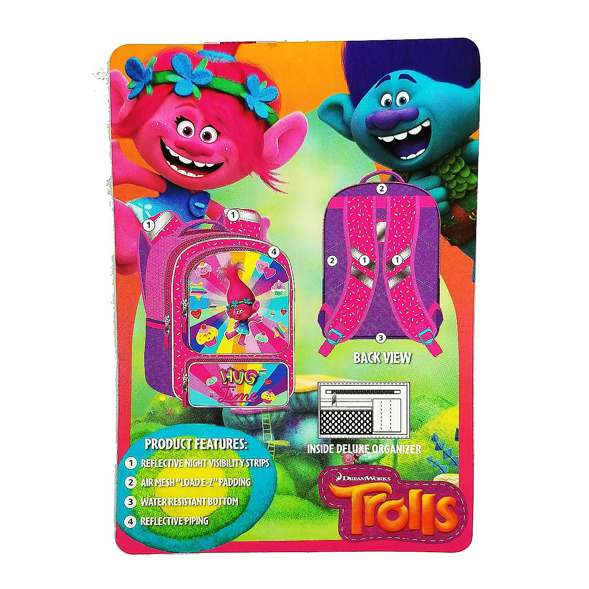 Trolls Large 16" BACKPACK - 3D Hard Shell Front