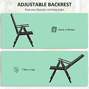 Outsunny 9-Piece Patio Dining Set for 8, Outdoor Aluminum Frames Dining Furniture Set with Expandable Table, Adjustable High Back Portable Chairs and Mesh Fabric Seats, Black