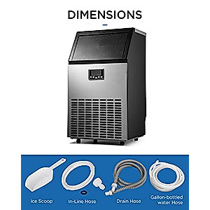 ADT Commercial Ice Maker Machine Freestanding for Restaurants Bars, Homes and Offices (100LBS, 24Hours)