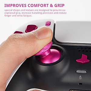 Avericht Metal ABXY buttons Dpad Thumbsticks for PS5 Controller, Metal Aluminum Bullet Buttons & Dpad & Analog stick Replacement Kit for PS5 Controller (Pink)