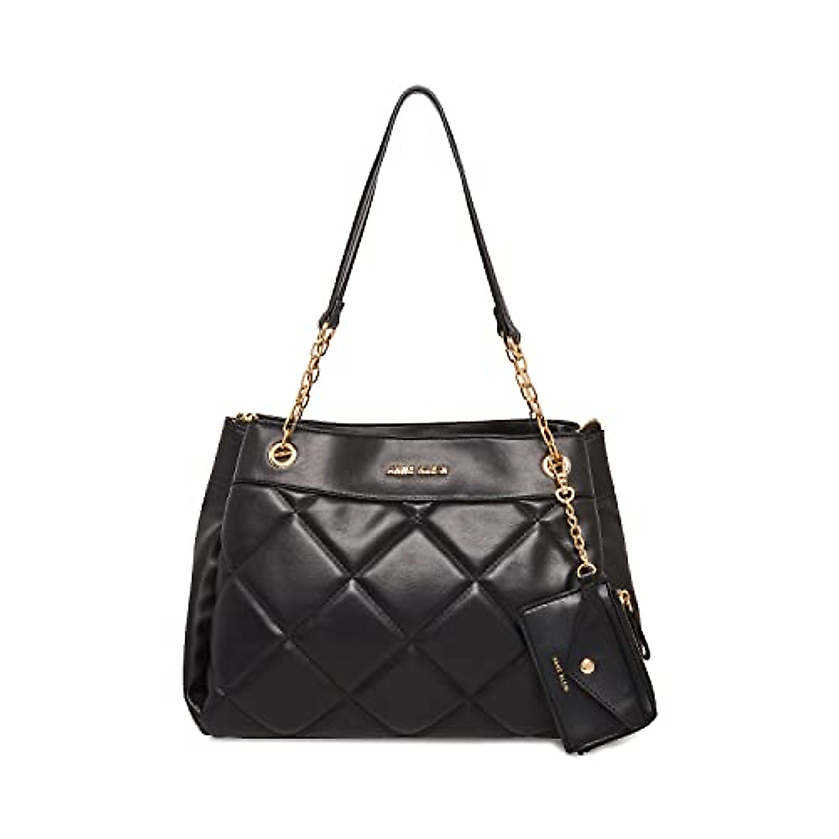 Anne Klein Womens Anne Klein quilted satchel, Black, One Size US