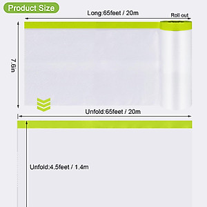 Yudahgan Pre-Taped Masking Film-55inx65ft Tape and Drape Painters Paper Rolls, Plastic Painting Film for Automotive Painting Covering （Masking Film:3rolls,Tape:2rolls）