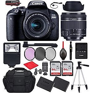 800D (T7i) DSLR Camera with EF-S 18-55mm f/4-5.6 is STM Lens Bundle, Starter Kit with Accessories (Gadget Bag, Extra Battery, Digital Slave Flash, 128Gb Memory, 50" Tripod and More)