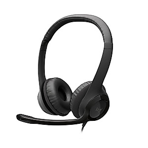 Logitech H390 Wired Headset, Stereo Headphones with Noise-Cancelling Microphone, USB, In-Line Controls, PC/Mac/Laptop - Black