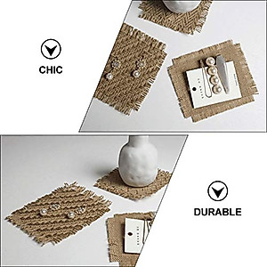 Cabilock Car Coasters Linen Placemats 8Pcs Linen Coasters Retro Square Placemats Farmhouse Cup Mat Decorative Table Mat Drink Hot Pads for Dining Room Kitchen Jute Placemat Car Cup Coasters