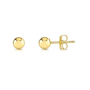14k Yellow Gold Polished Ball Stud Earrings with Butterfly Pushback (3mm)…