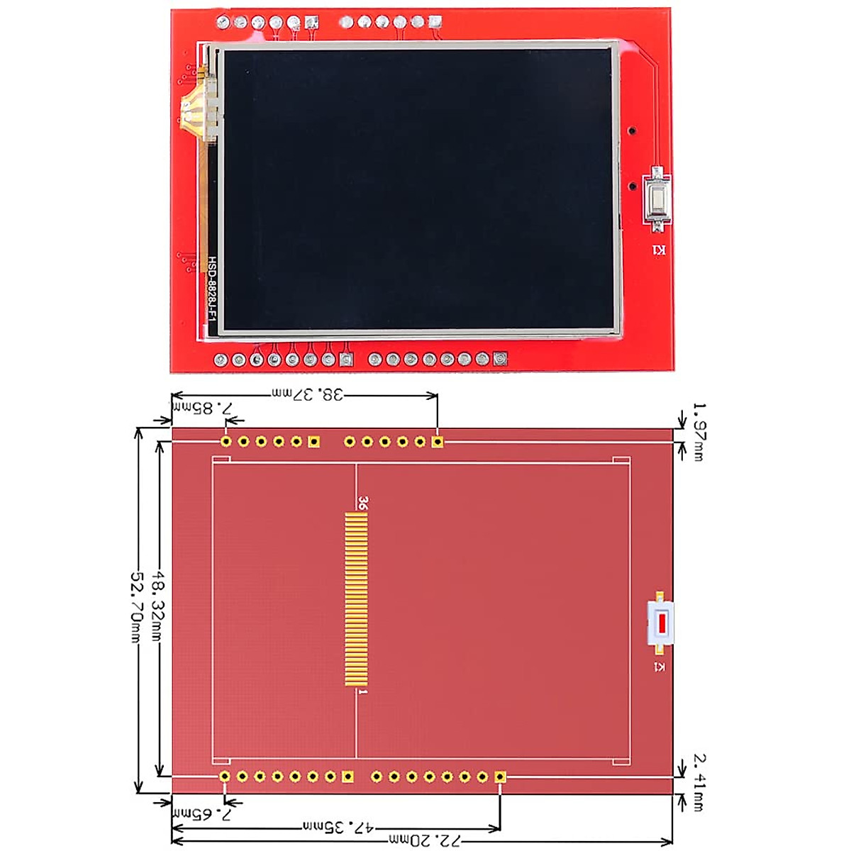 DIYmalls 2.4" inch TFT LCD Display Module ILI9341 Resistive Touchscreen 5V/3.3V 8-bit Parallel Interface w/SD Card Slot for Arduino U NO Mega-2560