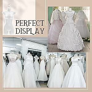 6 Pcs Hanging Mannequin Body Torso Female Women Dress Form with Hanger Hook Hip Long Hollow Back Mannequin Torso Thickened Plastic Shirt Display White (31.1 x 16.1 Inch)
