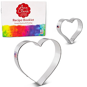 Valentine's Linzer Cookie Cutters 2-Pc. Set Made in the USA by Ann Clark, 4", 2"