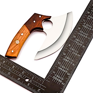 Damascus Steel UK-9002 Handmade J2 Stainless Steel ULLU Knive -Beautiful Olive & Rose Wood Handle