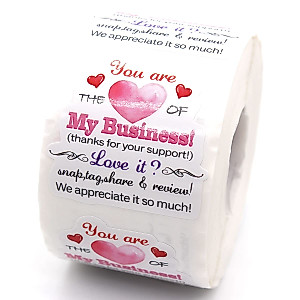 You are The Love of My Business Stickers,Thank You Stickers,Small Shop Stickers,Mail Envelopes Stickers Handmade Stickers for Small Business,Handmade Goods,Online Retailers,500 PCS