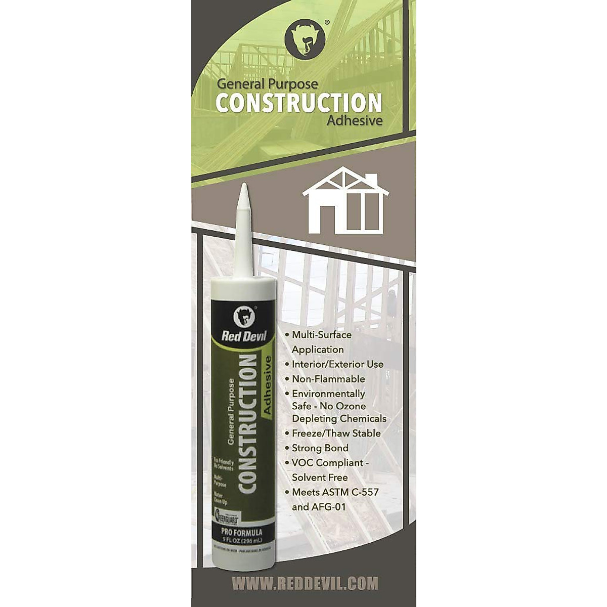 Red Devil 077606 0776/06 General Purpose Construction Adhesive, 1 Pack, White