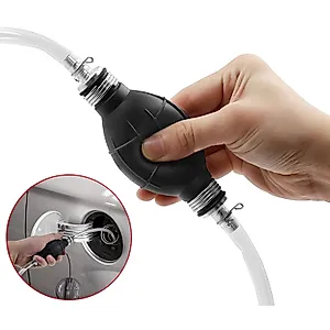 Abnaok Gasoline Siphone Hose, Gas Oil Water Fuel Transfer Siphon Pump, Portable Widely Use Hand Fuel Pump, Fuel Transfer Pump with 2 Durable PVC Hoses