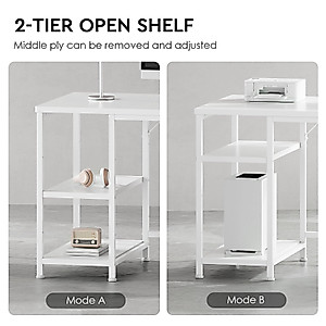 Ｍａｉｈａｉｌ Maihail Home Office Desk with Drawers and Adjustable Shelves, 59 inch Long Writing Desk with File Cabinet, Large Computer Desk with Storage, Vintage, White
