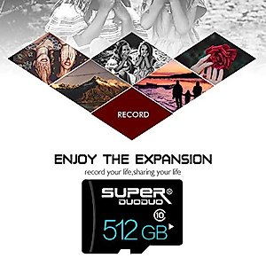 512GB Micro SD with Adapter High Speed 512GB TF Card Class 10 for Gopro Memory Card for Android Smartphone Digital Camera Tablet and Drone 512GB